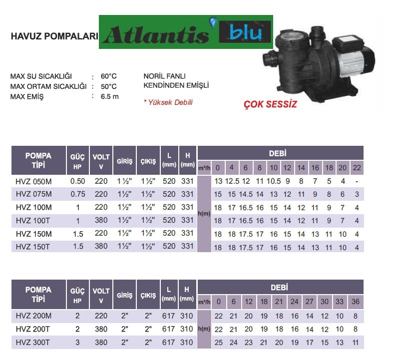 ATLANTİS, ATLANTİS, HVZ, 050M, - 0.50, HP, 220V, ÖN, FİLTRELİ, HAVUZ ...